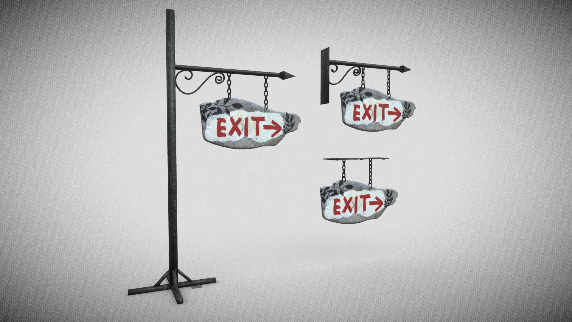 old wooden exit sign 02 3D model - 3D model by nvere [744752f] - Sketchfab