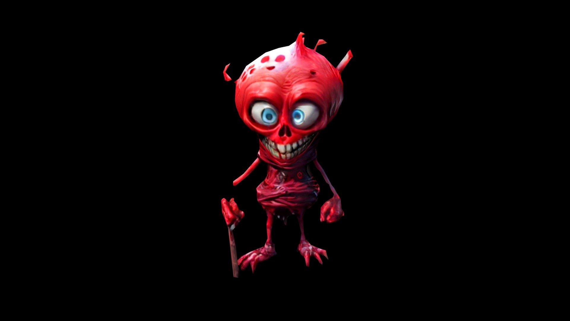 Red animated character with blue eyes and spikes - Download Free 3D ...
