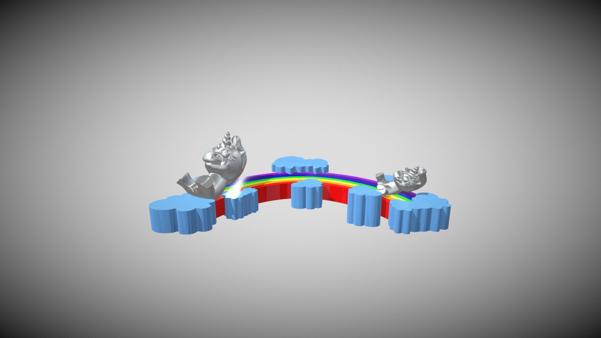 cute unicorns over the rainbow - 3D model by christinafernandez ...