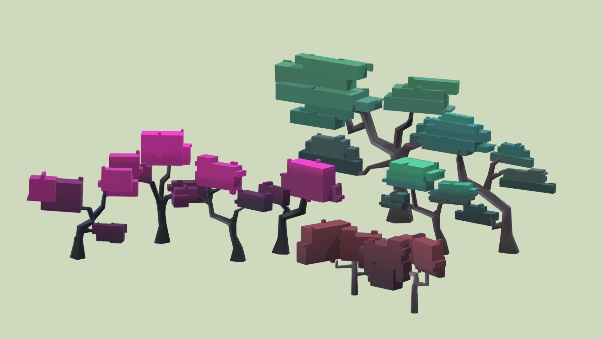Conjunto árvores Japonesas lowpoly - Download Free 3D model by ...
