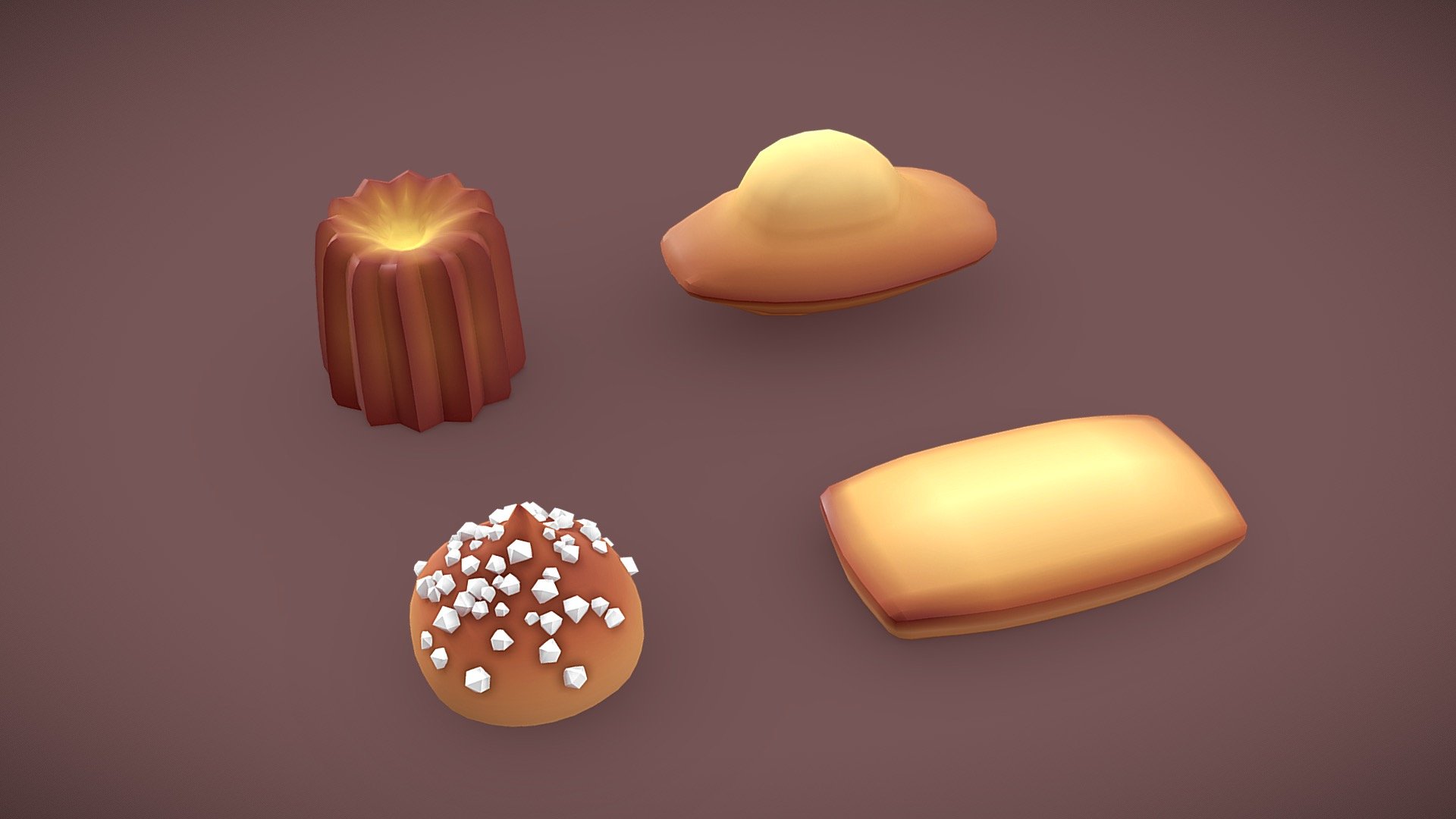 French Pastry Set 04 - Buy Royalty Free 3D model by boriscargo [74a03f6 ...
