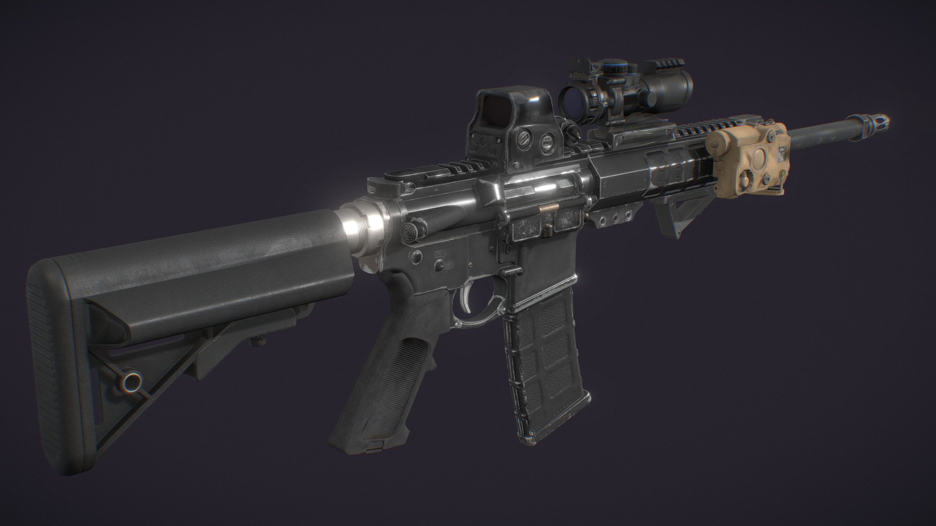 AR15 Style Assault Rifle + Attachments - 3D model by dgi_workshop ...