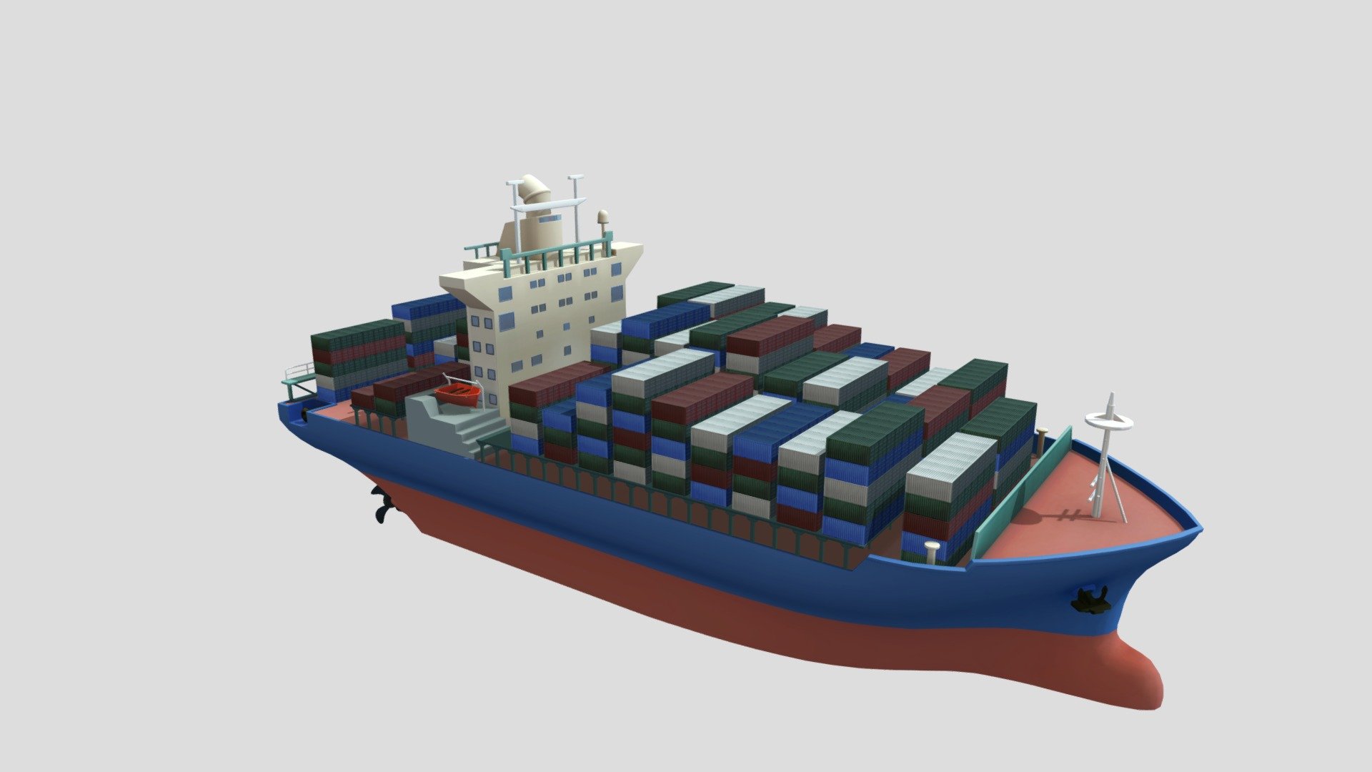 Ocean Freighter With Shipping Containers - 3D model by deerdesign.vn ...