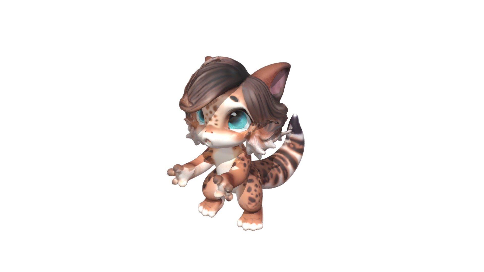 cell-shaded anthropomorphic baby gecko with lar - 3D model by ...