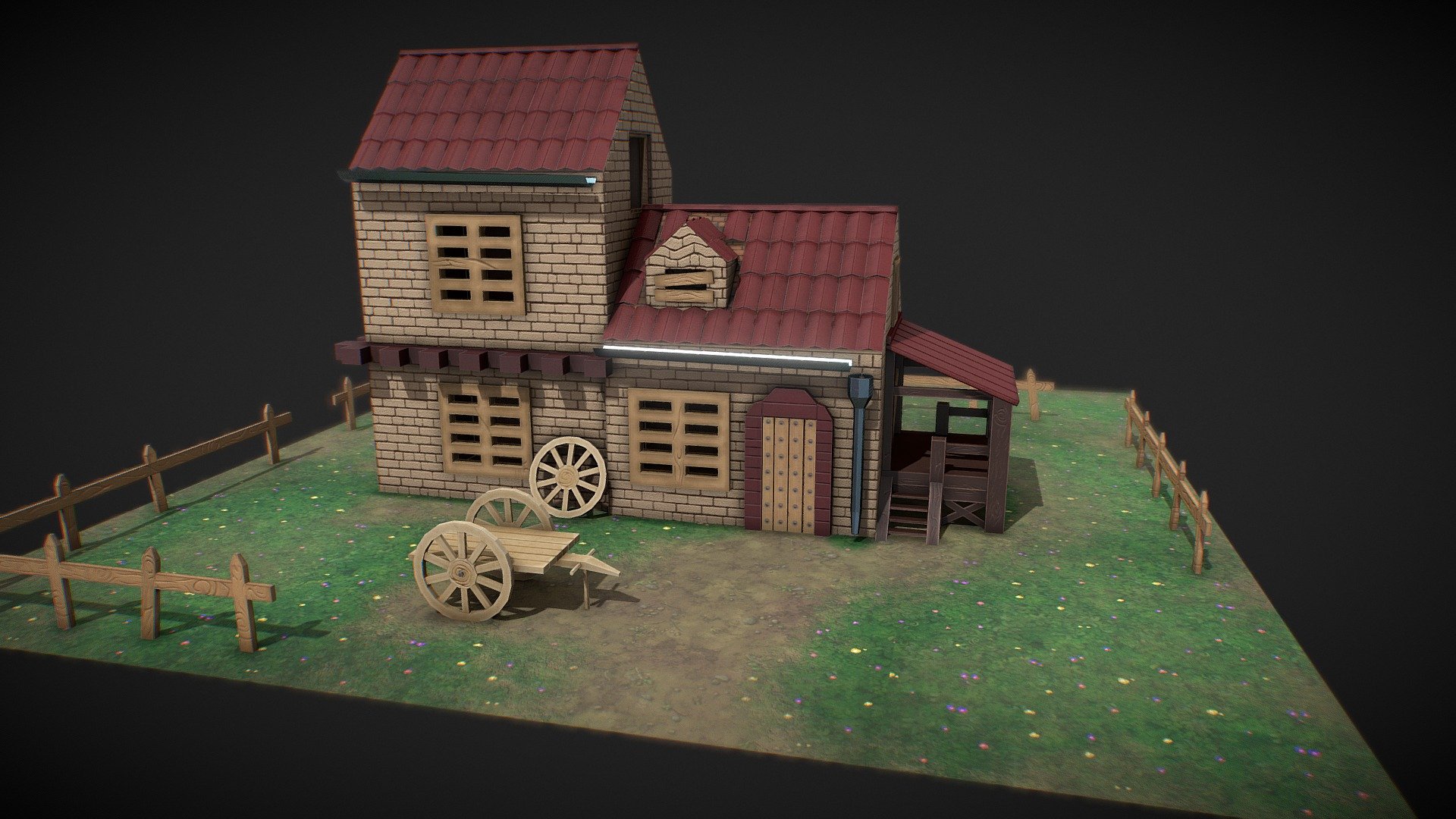 A Village House Styilized and Low Poly - 3D model by uditchahal ...