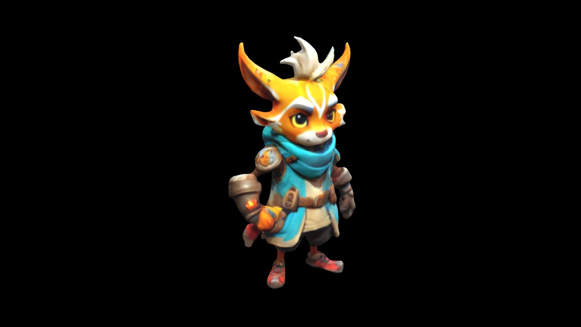 a cartoon character with a blue scarf around - Download Free 3D model ...