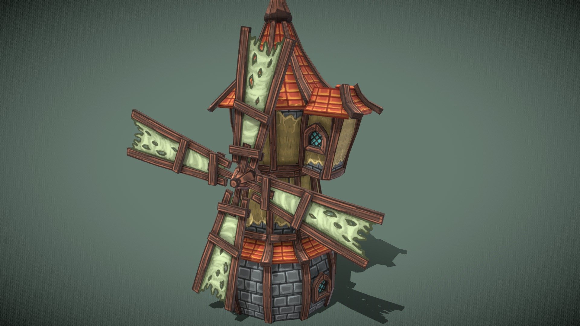 Whimsical Fantasy Windmill - Hand drawn textures - 3D model by gcaruso ...