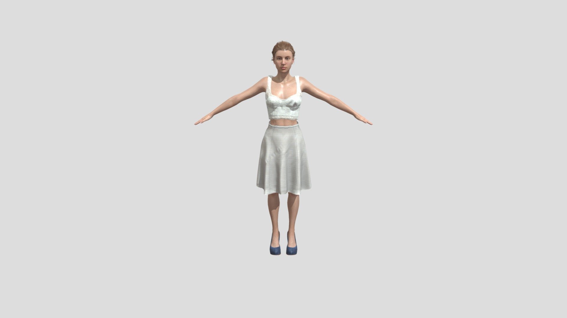 Female in two-piece white dress - 3D model by chapmanecodesign [751b812 ...