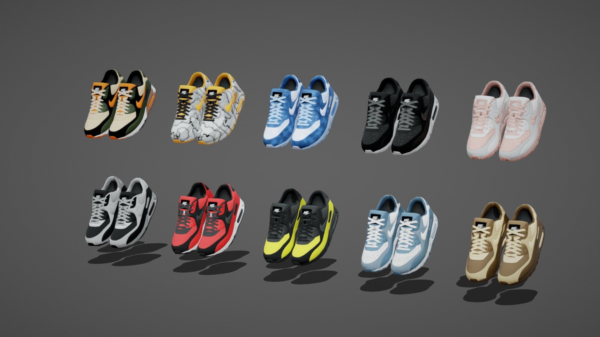 Airmax - Nike Low Poly - Pack of 10 - Buy Royalty Free 3D model by 5th ...