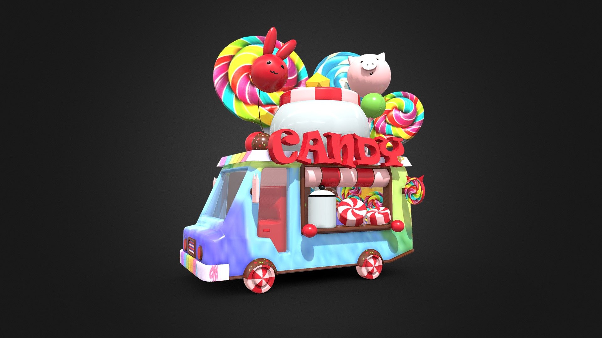 Asset - Cartoons - Food Car - Candy - Buy Royalty Free 3D model by ...