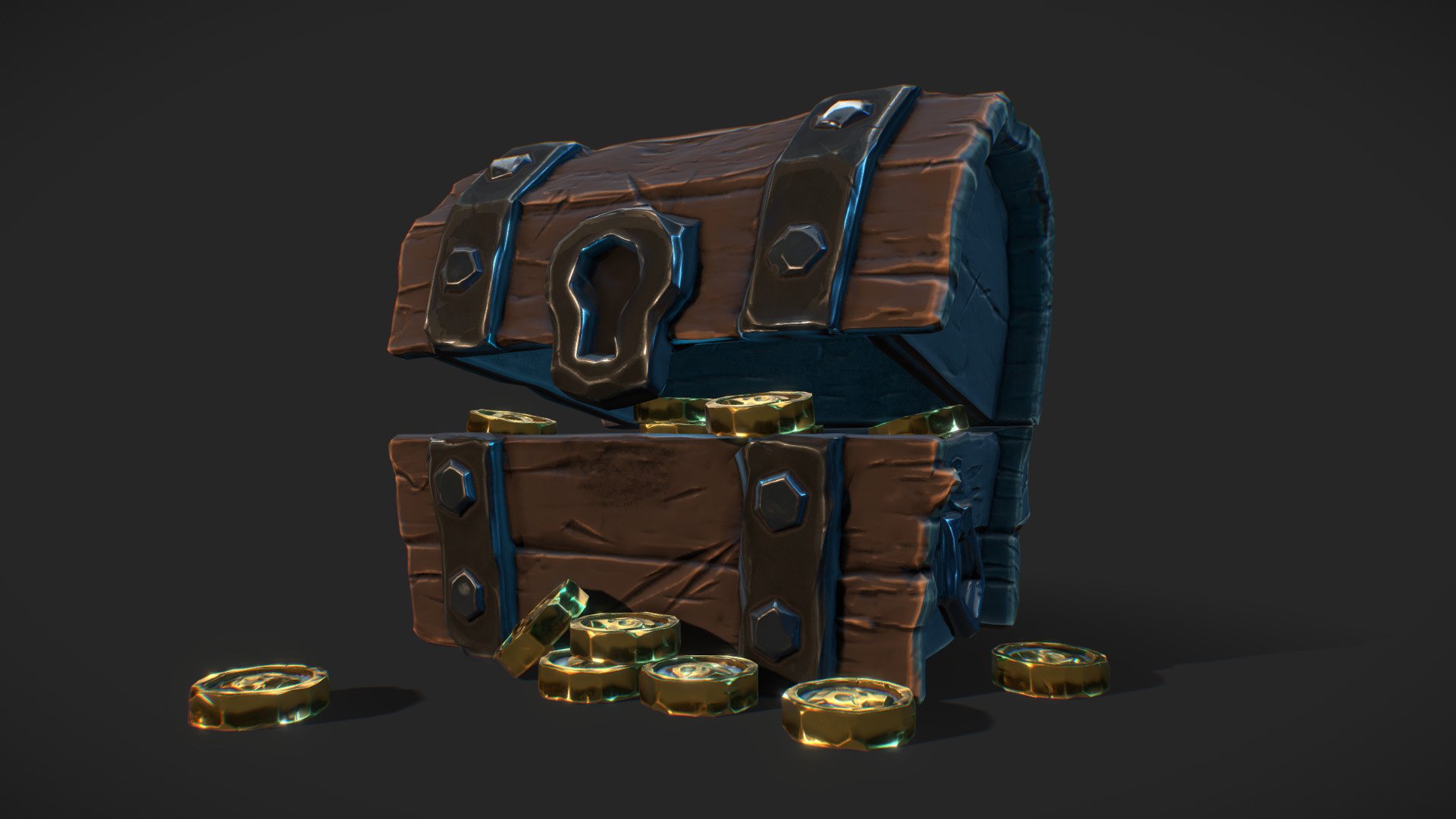 Stylized Treasure chest with coins - 3D model by farart [752dfe4 ...