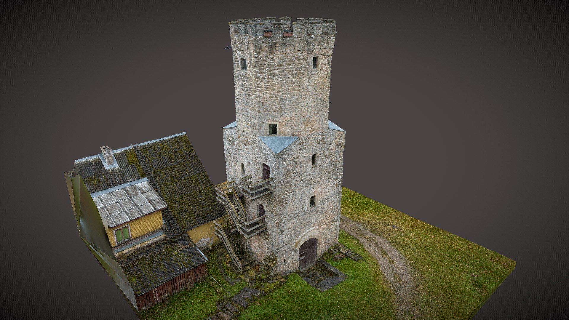 Porkuni castle ruin with context - Buy Royalty Free 3D model by Saulius ...