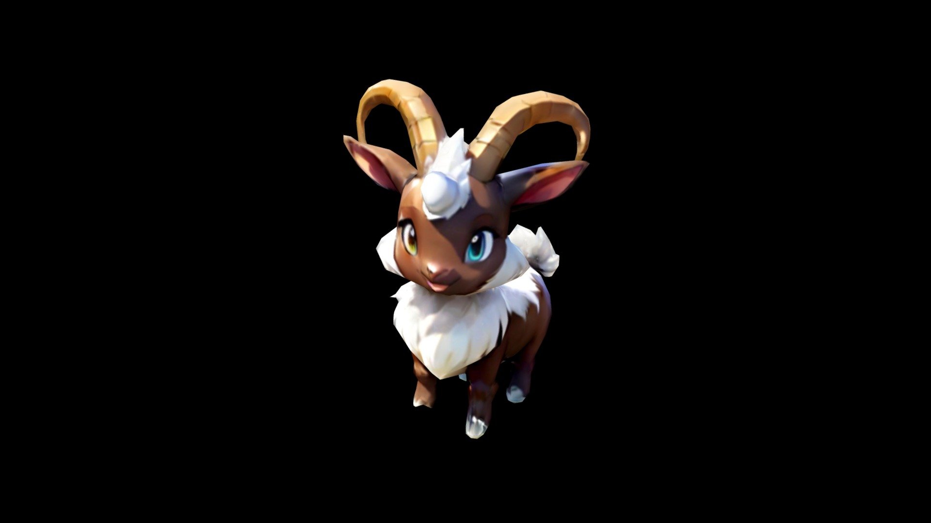 A cute, brown alpaca with curly horns and a whit - Download Free 3D ...