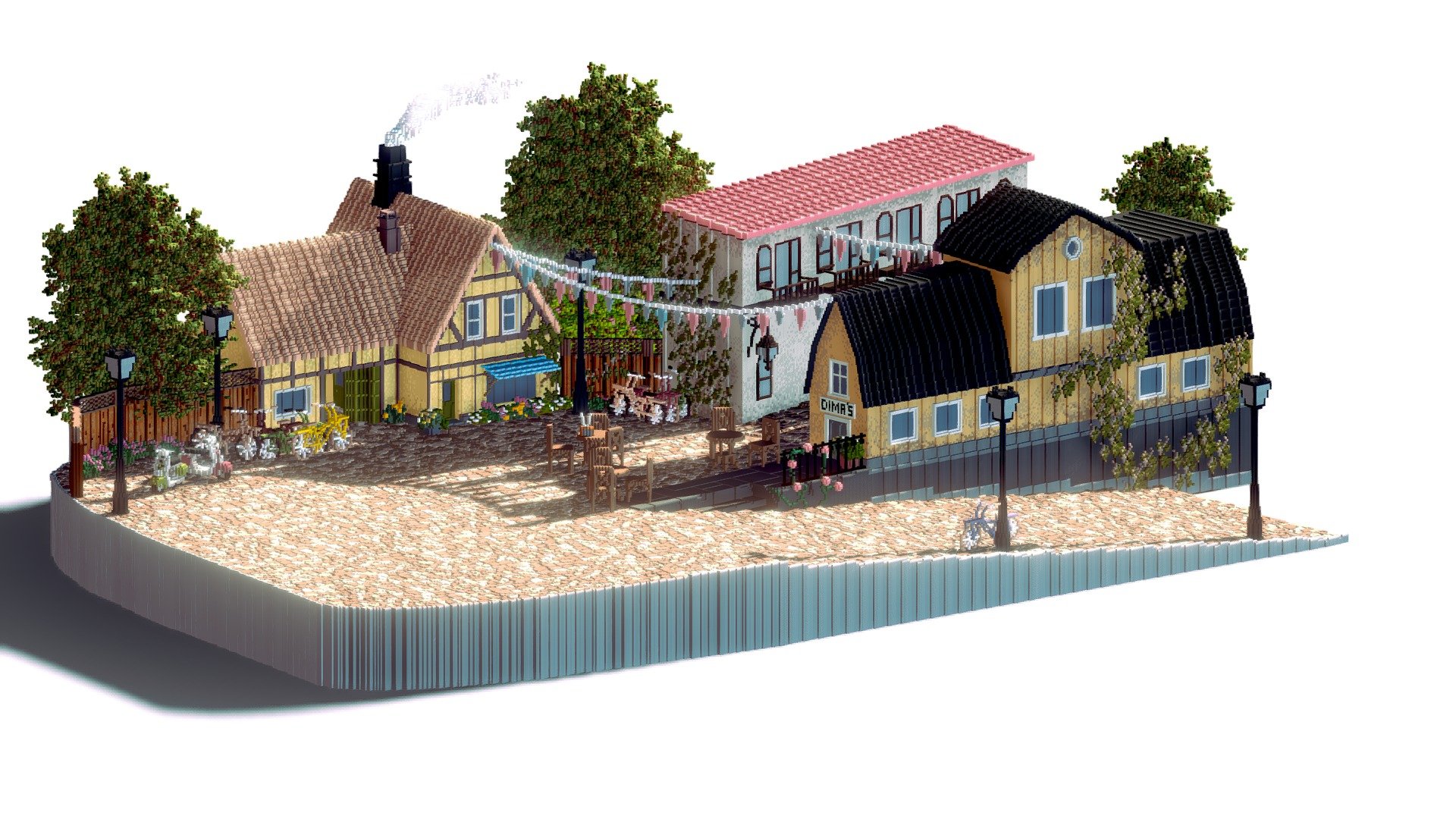 Summer Hamlet - Voxel Diorama - 3D model by Dima's Voxel (@DimasVoxel ...