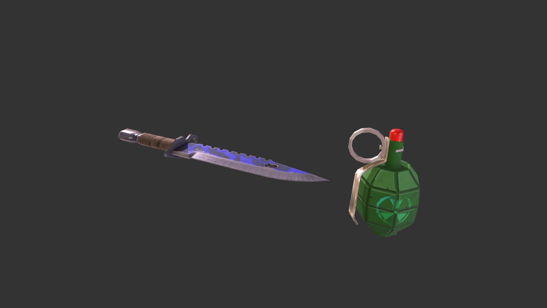 Stylized Knife&Grenade - 3D model by kumabeer [758588b] - Sketchfab