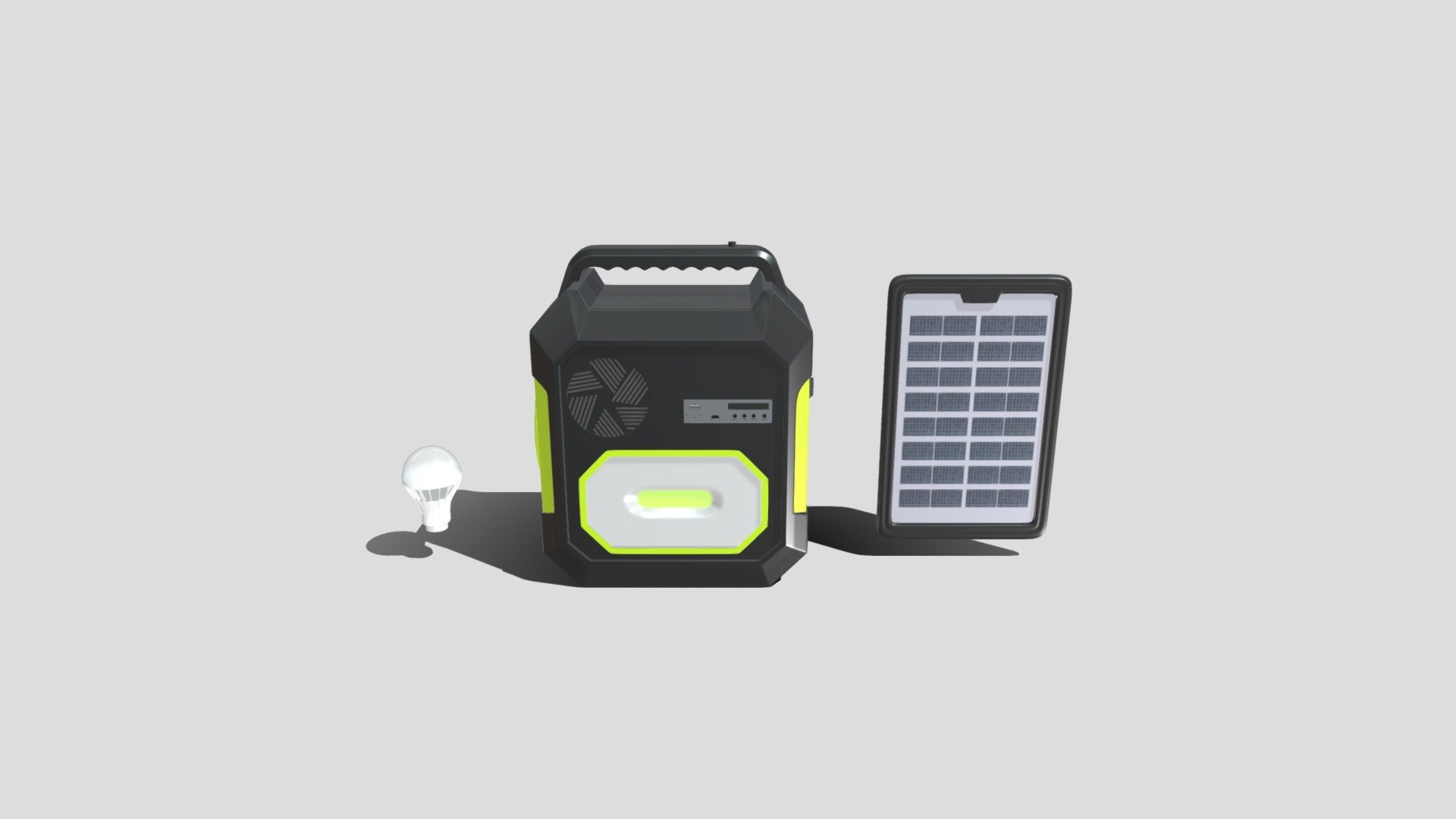 SolarPower + Soler Panel +Solar LIght Bulb - Download Free 3D model by ...