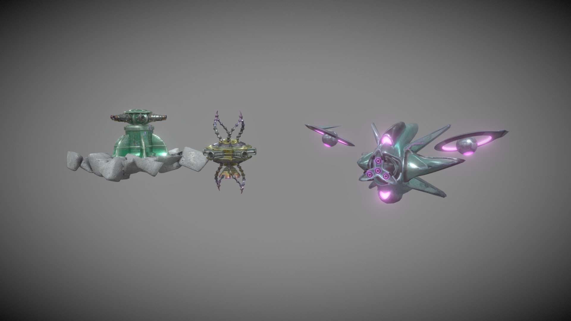 Three Alien Drones - 3D model by Samuel Wood (@SamuelWood442) [758d900 ...