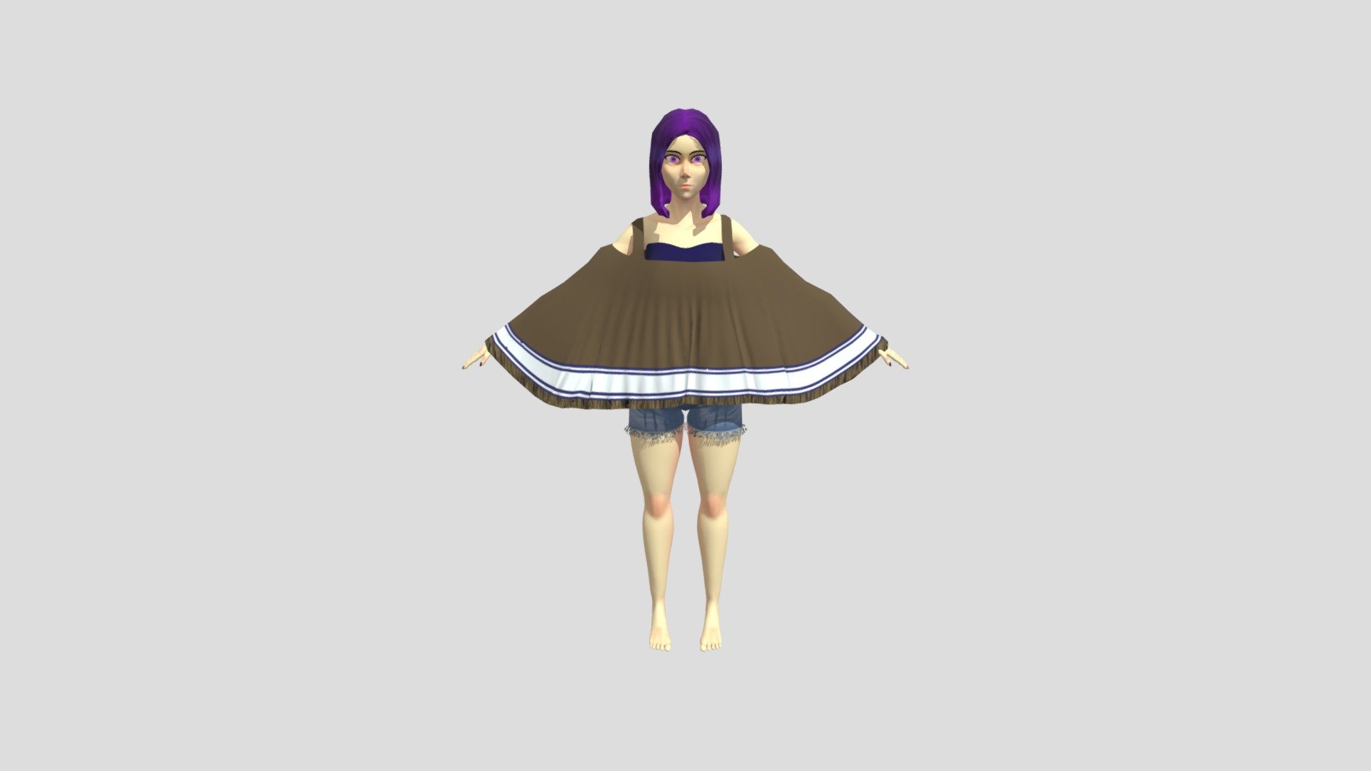 Girl in poncho - Download Free 3D model by fanatvitasa [759c277 ...
