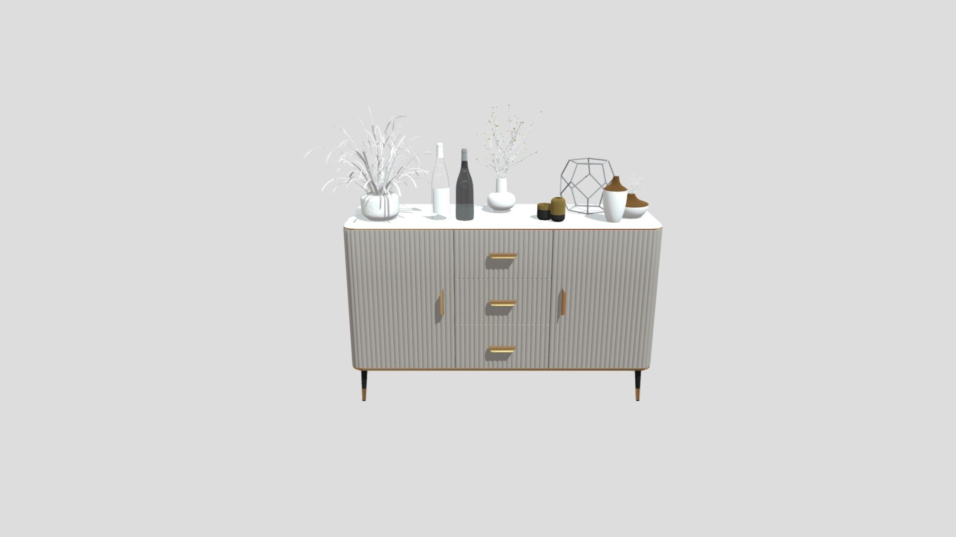 Buffet Table with wine bottles - Download Free 3D model by ...