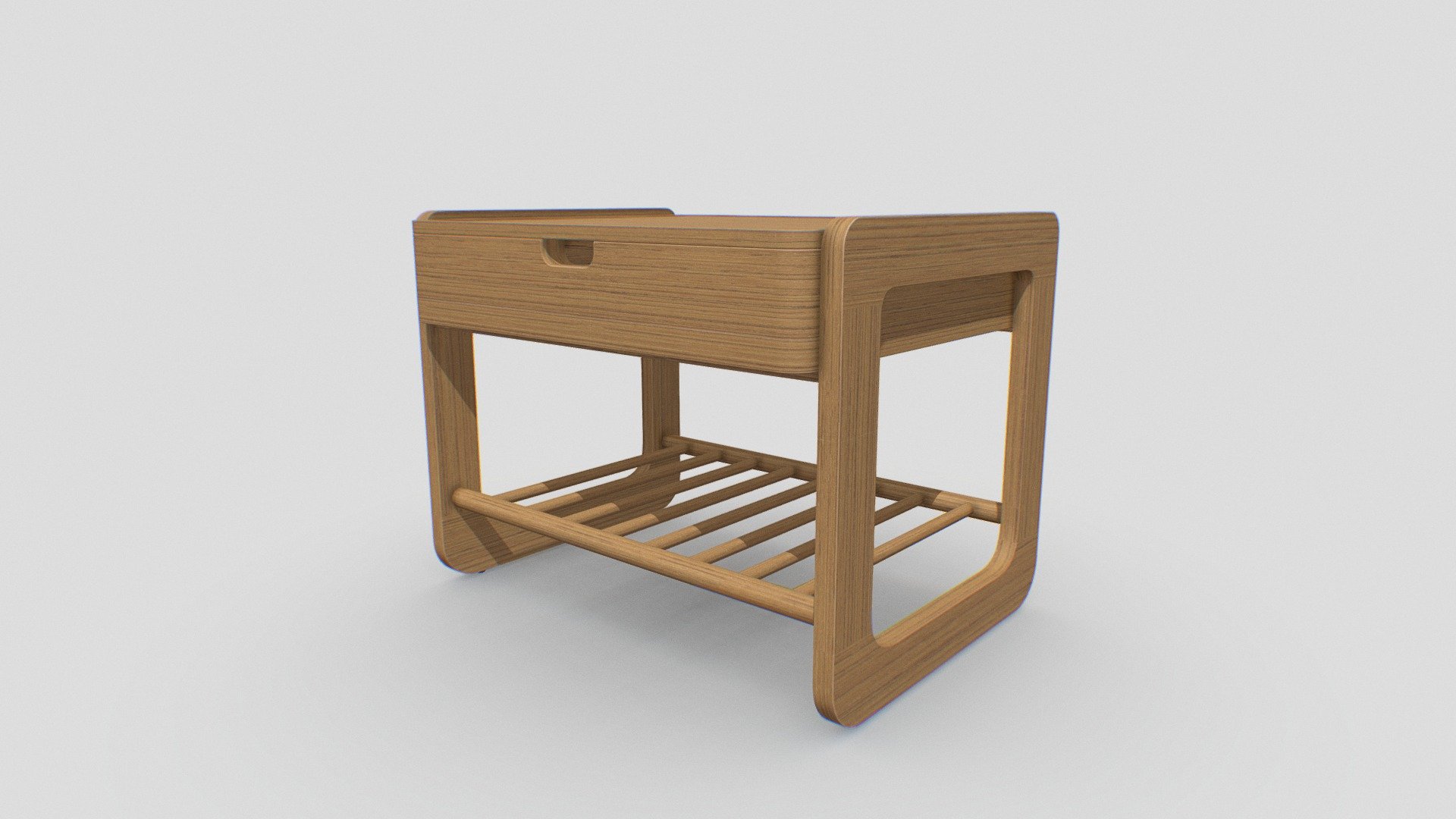 Japanese oak wood nightstand bedside table - Buy Royalty Free 3D model ...