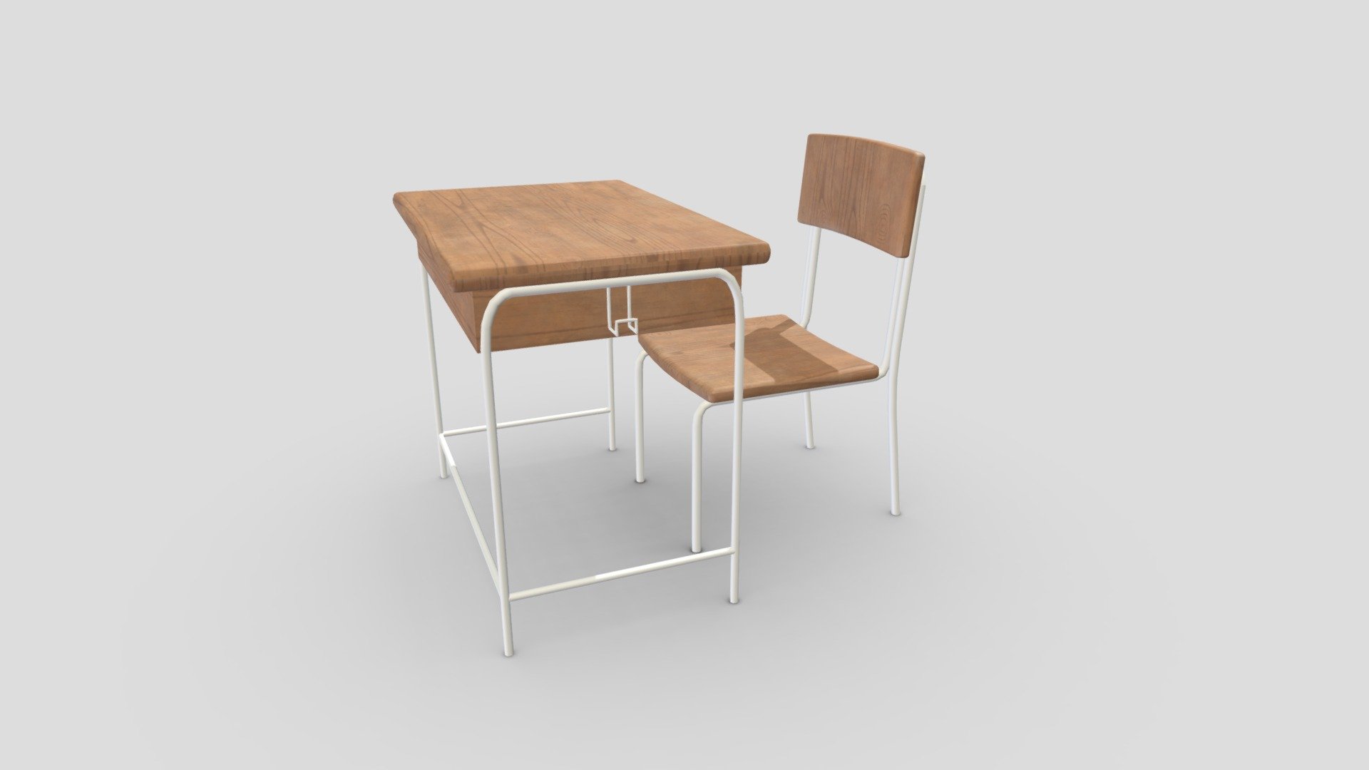 Table & Chair in Anime Japan School Room - Download Free 3D model by ...