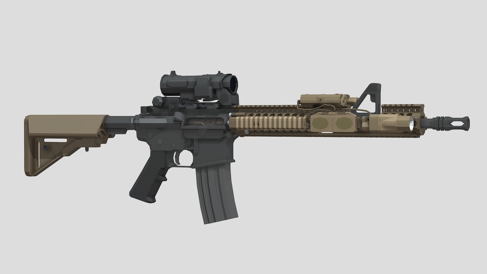 Low-Poly M4A1 SOPMOD Block II - Download Free 3D model by Harberth ...