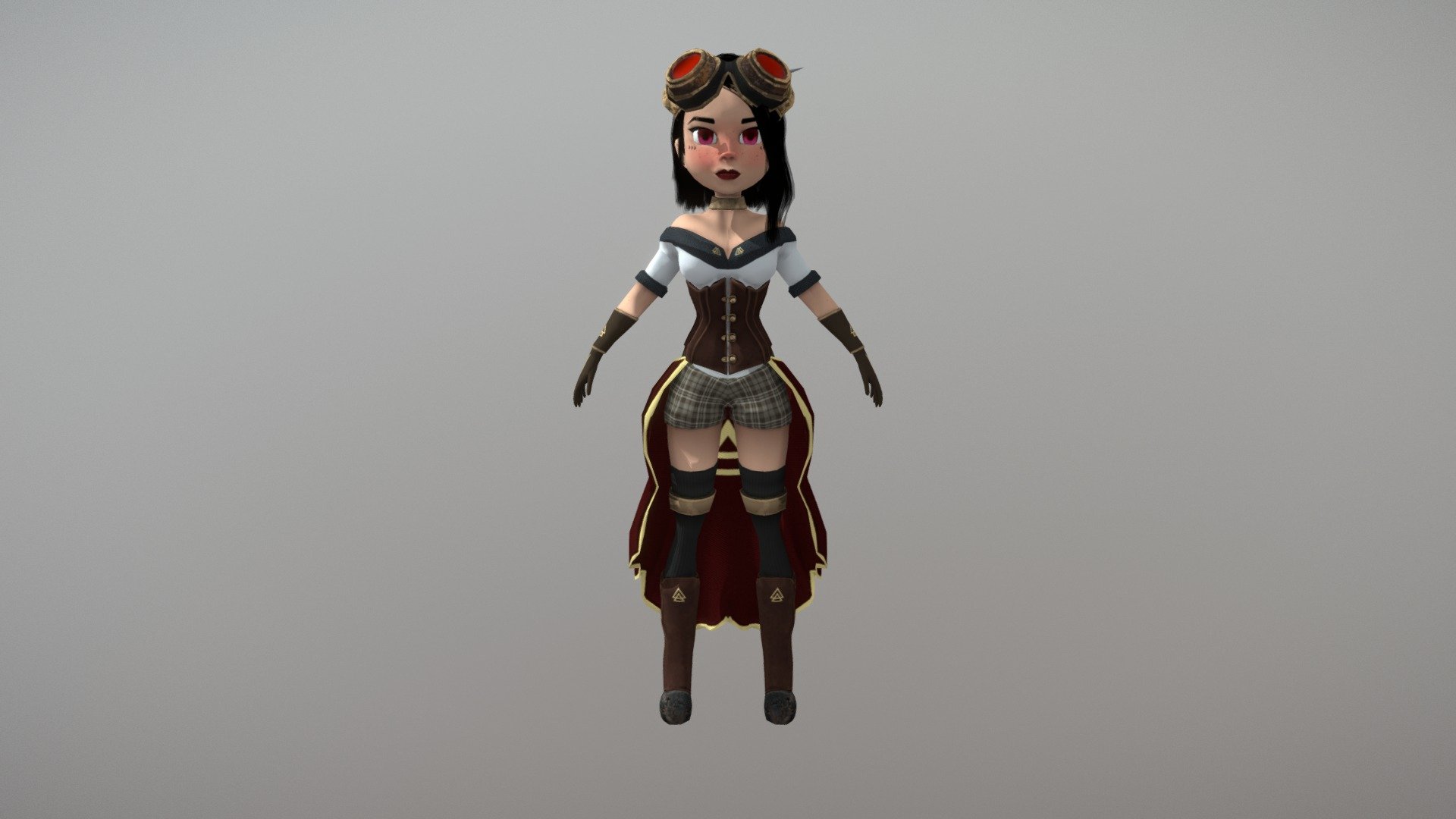 SteamPunk Girl Cartoon - 3D model by Bizcochito [75d3283] - Sketchfab