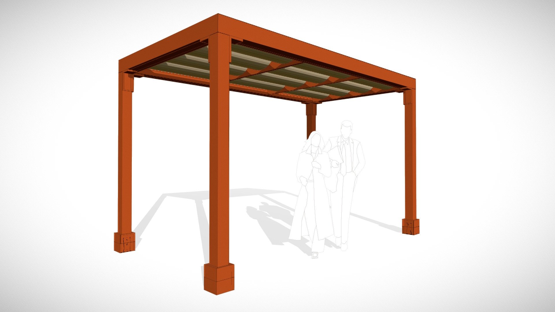 Retractable Canopy Pergola 14'L x 8'W - 3D model by Forever Redwood ...