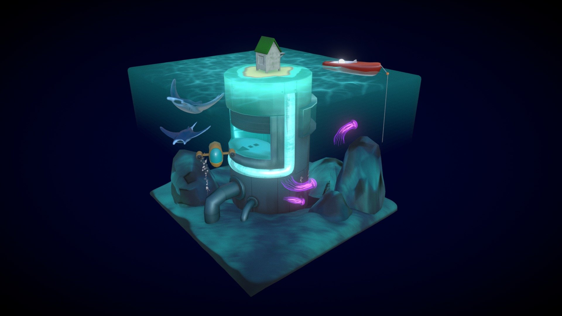 Secret Base Island - 3D model by Aaron Vantrees (@NinjaStreak456) [75eb8e0] - Sketchfab