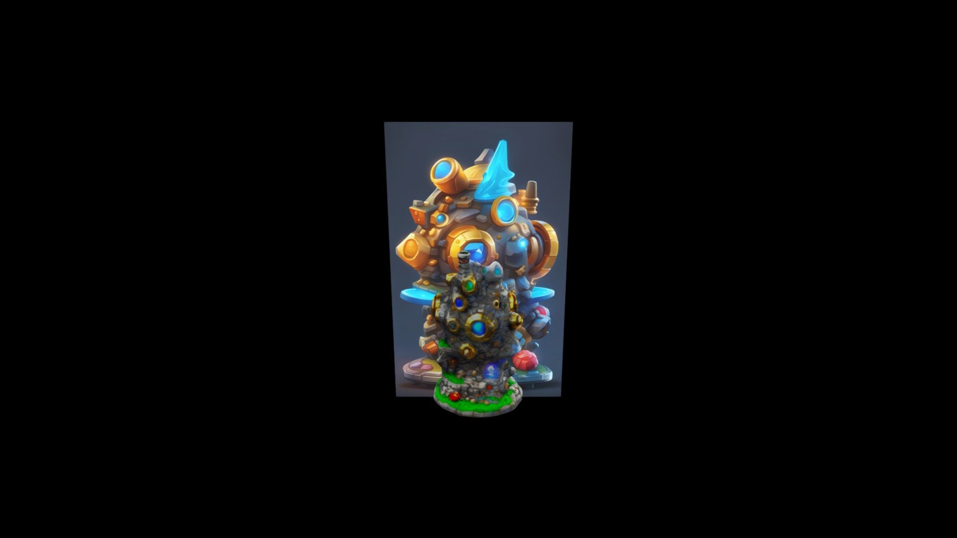 "Stone Tower with Gems and Metallic Details" - Download Free 3D model ...