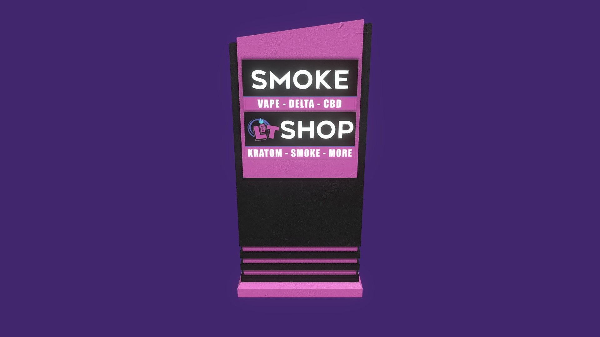 Lit Smoke Shop Pylon Mockup2 - 3D model by gemzki002 [7617782] - Sketchfab