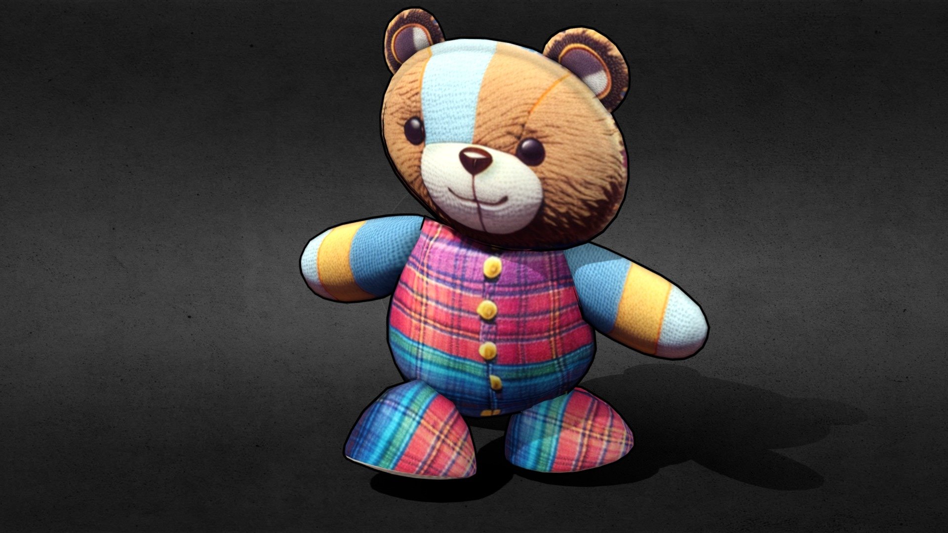 Fabric toy bear, lowpoly, game-ready, cartoon - Buy Royalty Free 3D ...