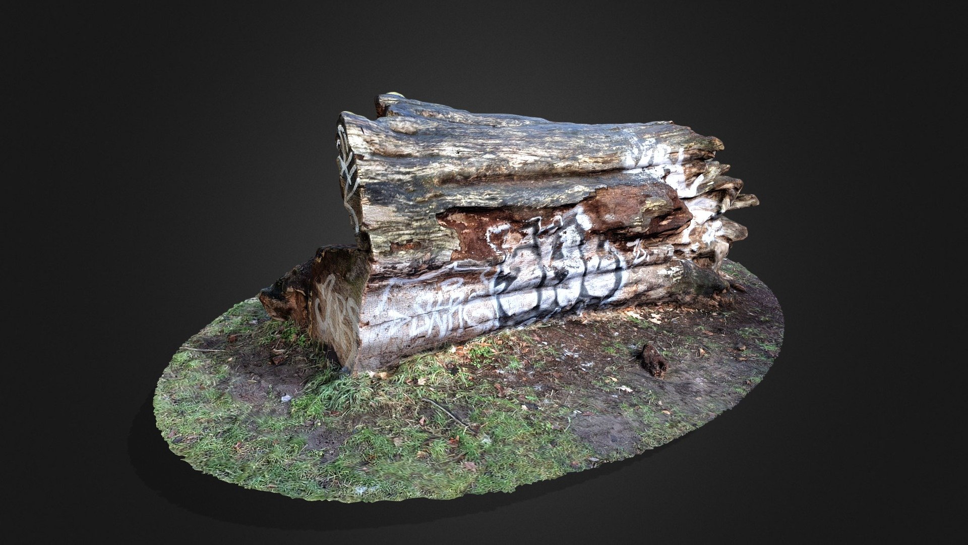 Rotten tree stump with graffiti - Download Free 3D model by Sikozu ...