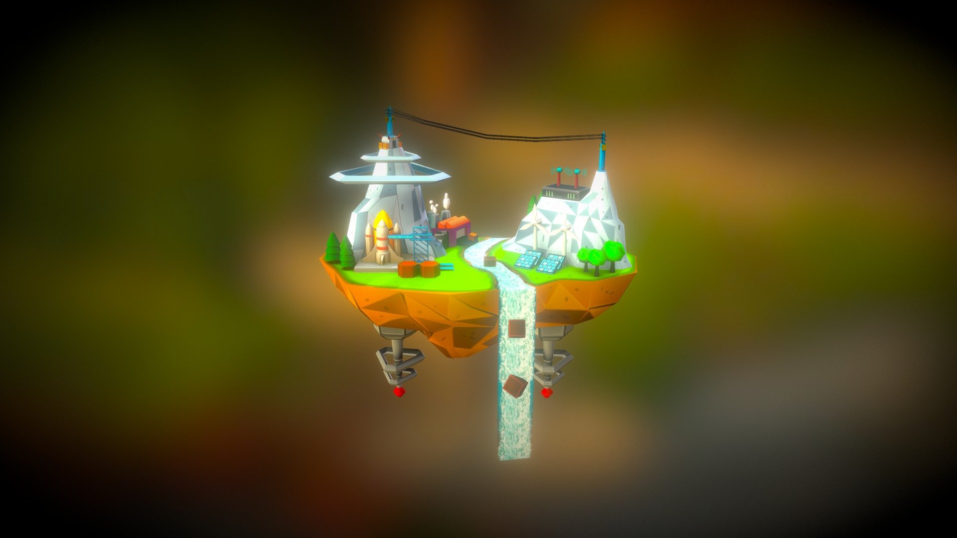 Tech Island 3D Design - Copy - Buy Royalty Free 3D model by vustudios ...
