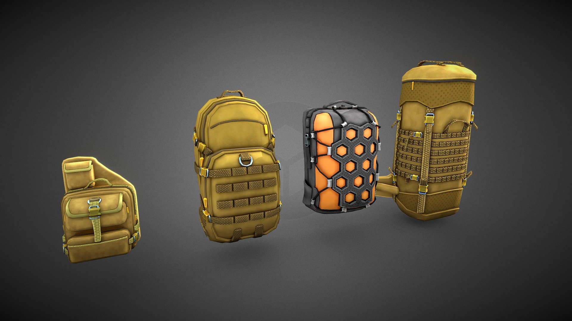 Stylized military expedition, tactical backpacks - 3D model by ...