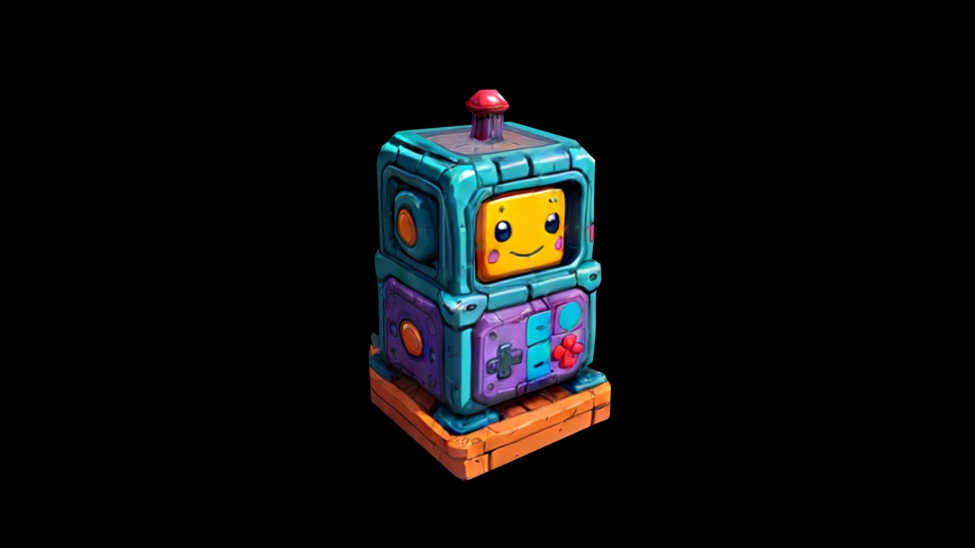 TINY, BLUE ROBOT STANDING ON A BROWN BLOCK - Download Free 3D model by ...