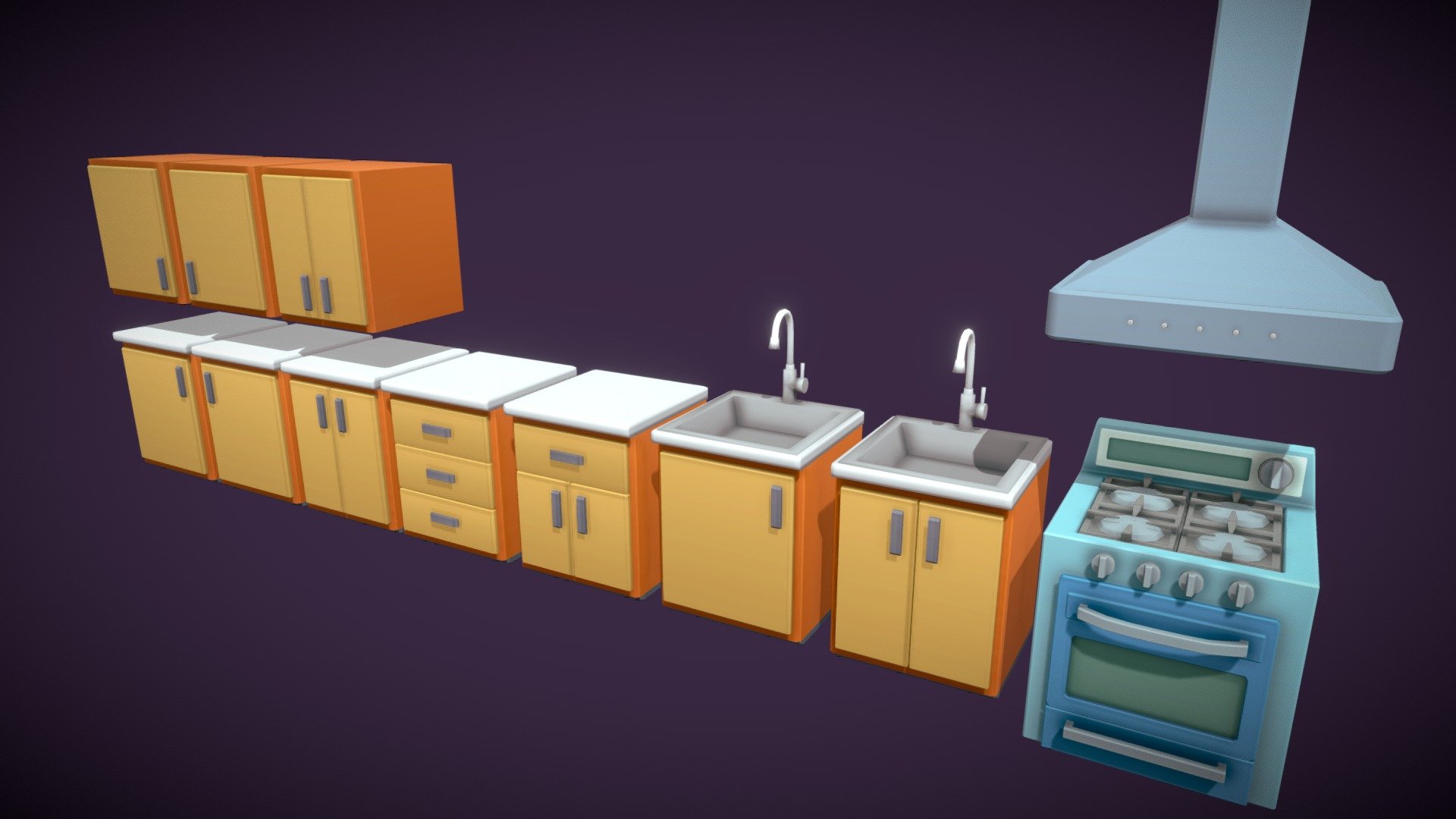 Stylised Kitchen Counters - Buy Royalty Free 3D model by Ghan ...
