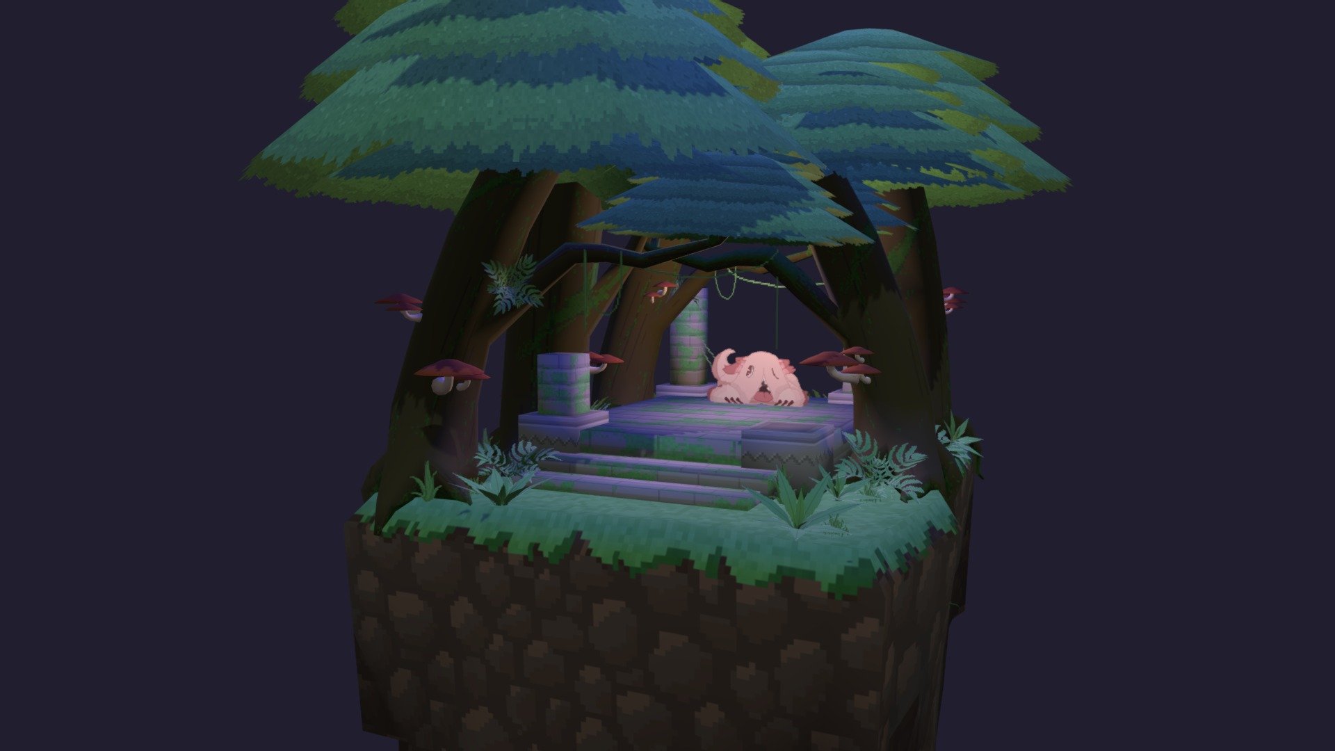 3D Pixel Jungle Scene - 3D model by cosmickatsu [76ccef3] - Sketchfab