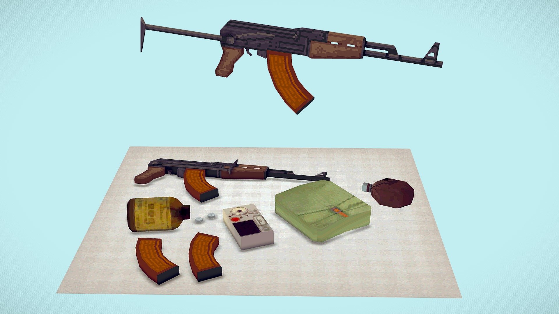 128 Polygon AK-47 + Soviet Military Accessories - 3D model by 2 3 1 2 2 ...
