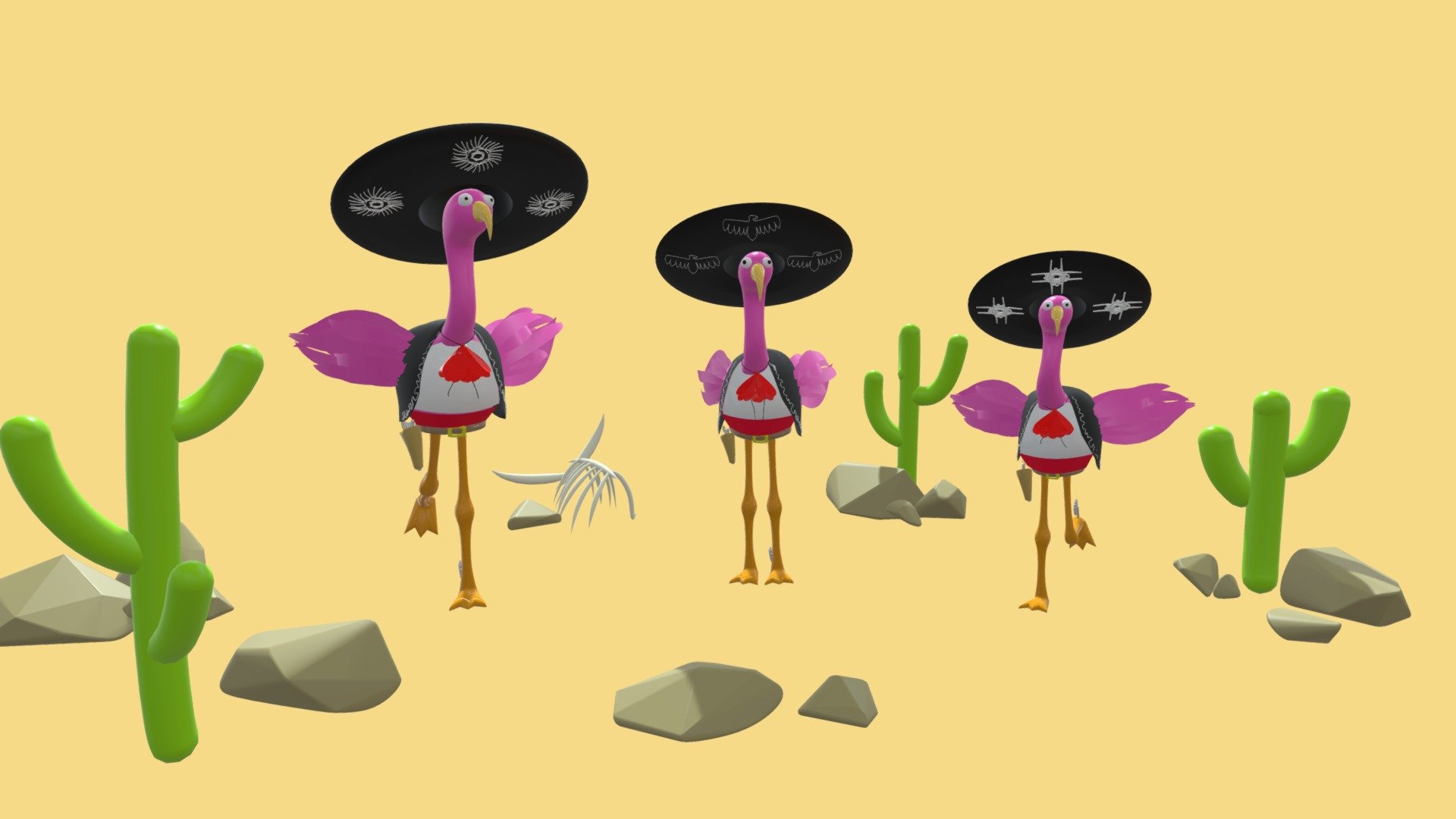 3 Flamingos wip - Download Free 3D model by pARkesy84 [76e0e19] - Sketchfab