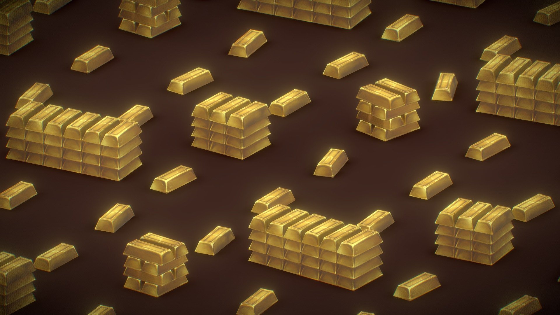 Gold Bar Set - Hand Painted Series - Preview - 3D model by BitGem ...