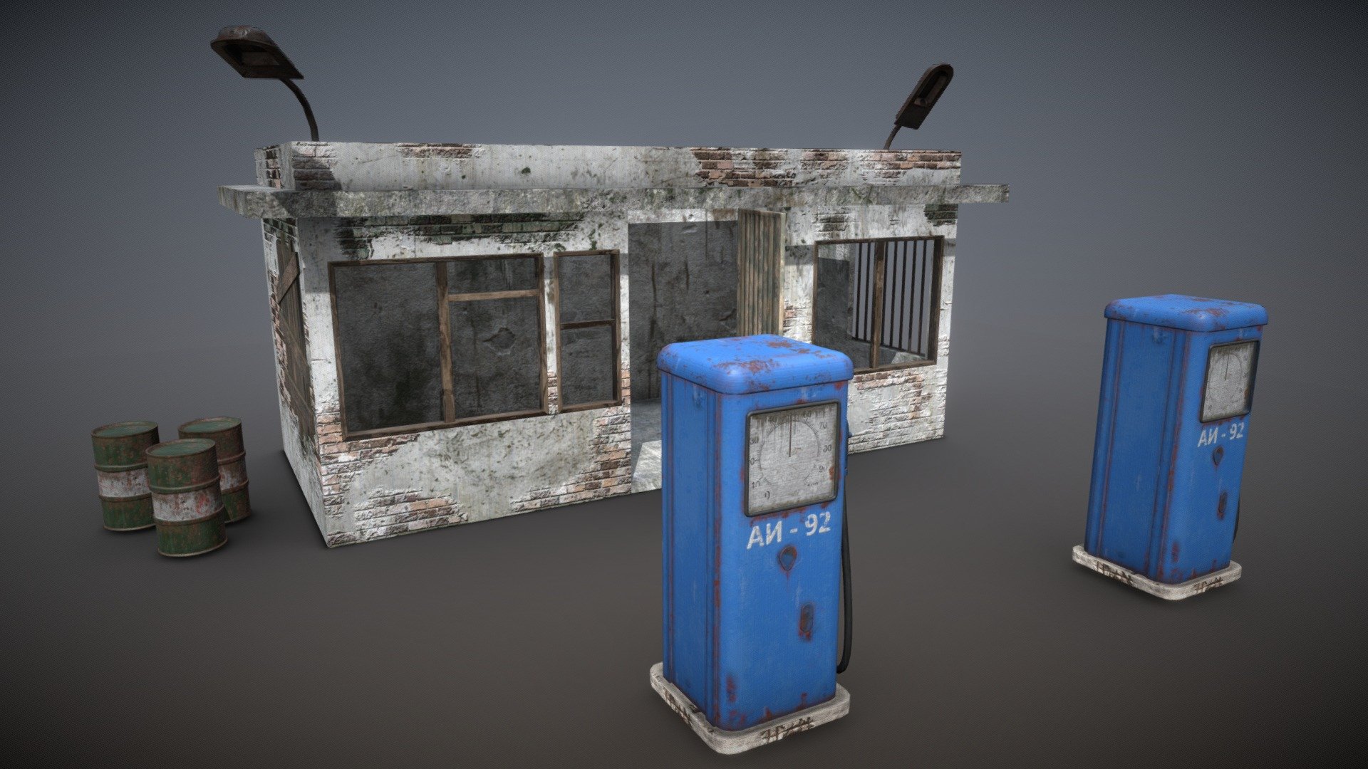 Abandoned Soviet gas station - Download Free 3D model by ...