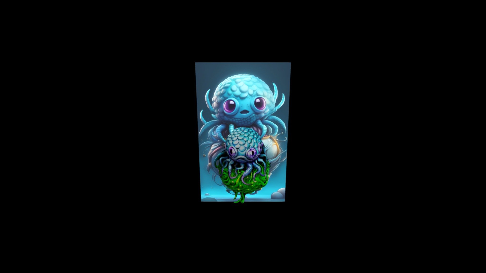 "Cute Blue Creature with Purple Eyes Sitting on - Download Free 3D ...