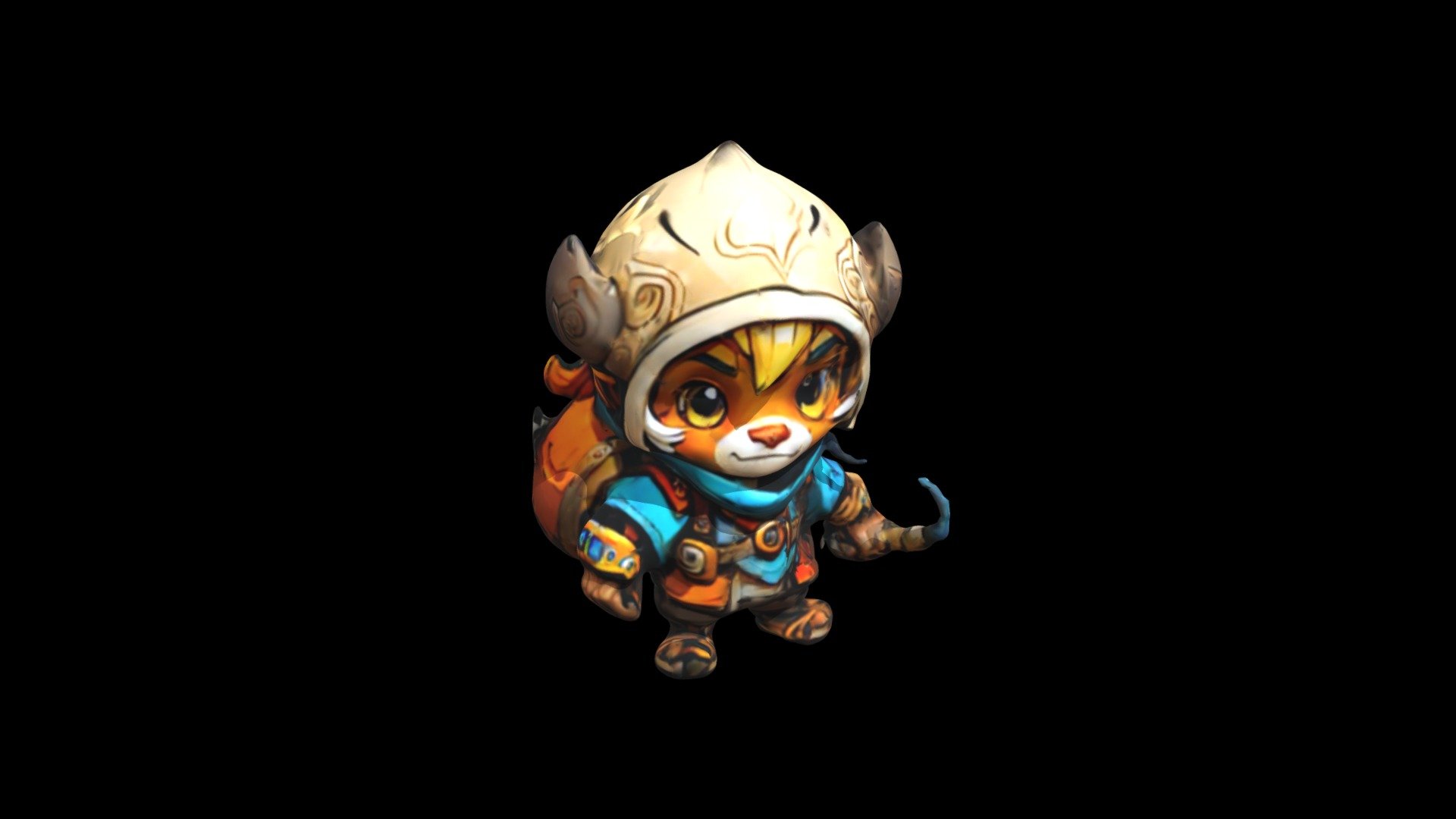 a cartoon drawing of a cat wearing a hood and - Download Free 3D model ...