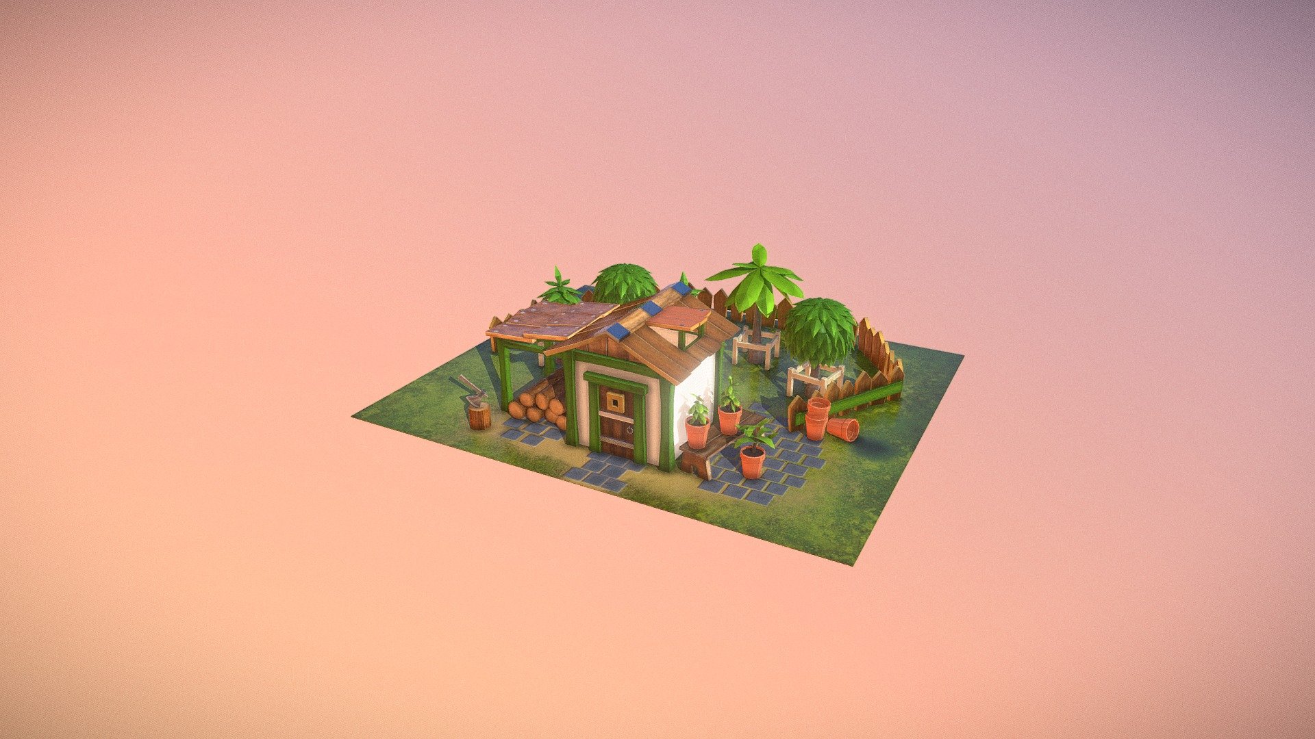 House with a tree - 3D model by Rulfhex [770f444] - Sketchfab