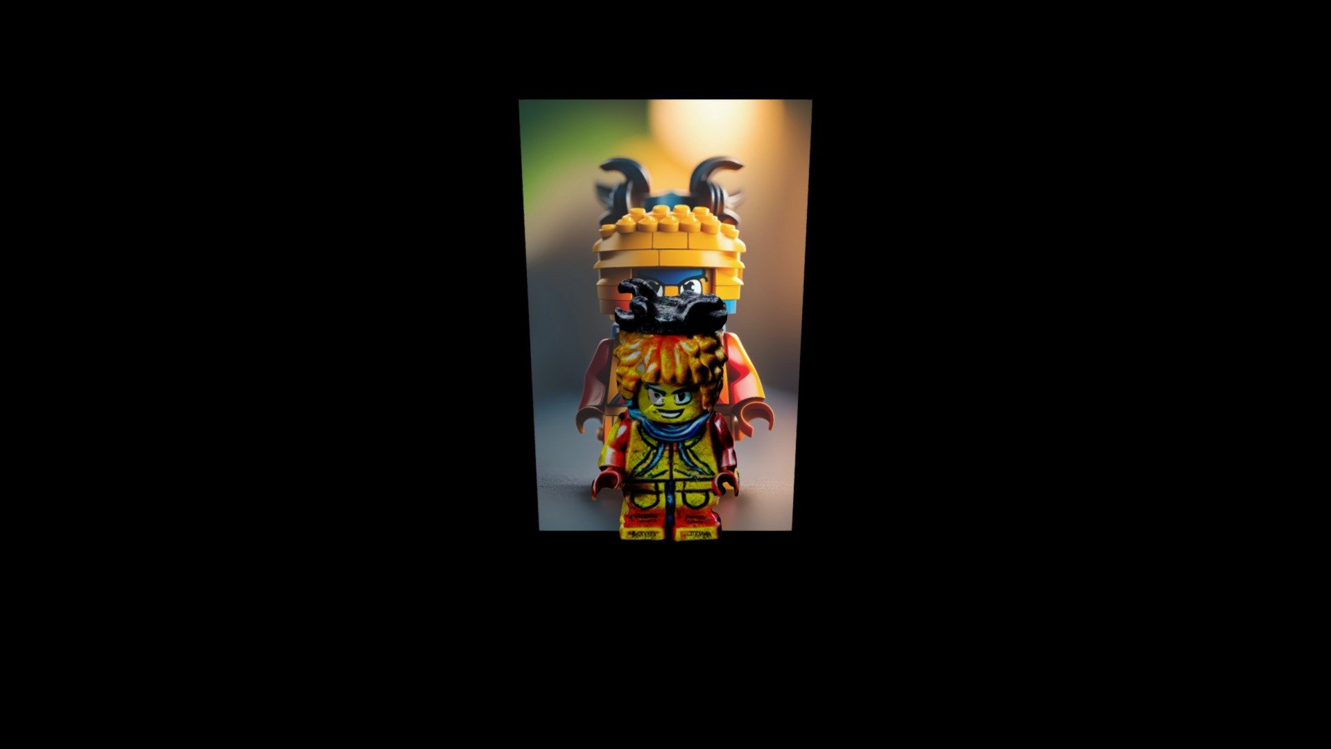 lego man with horns and a blue scarf on his head - Download Free 3D ...