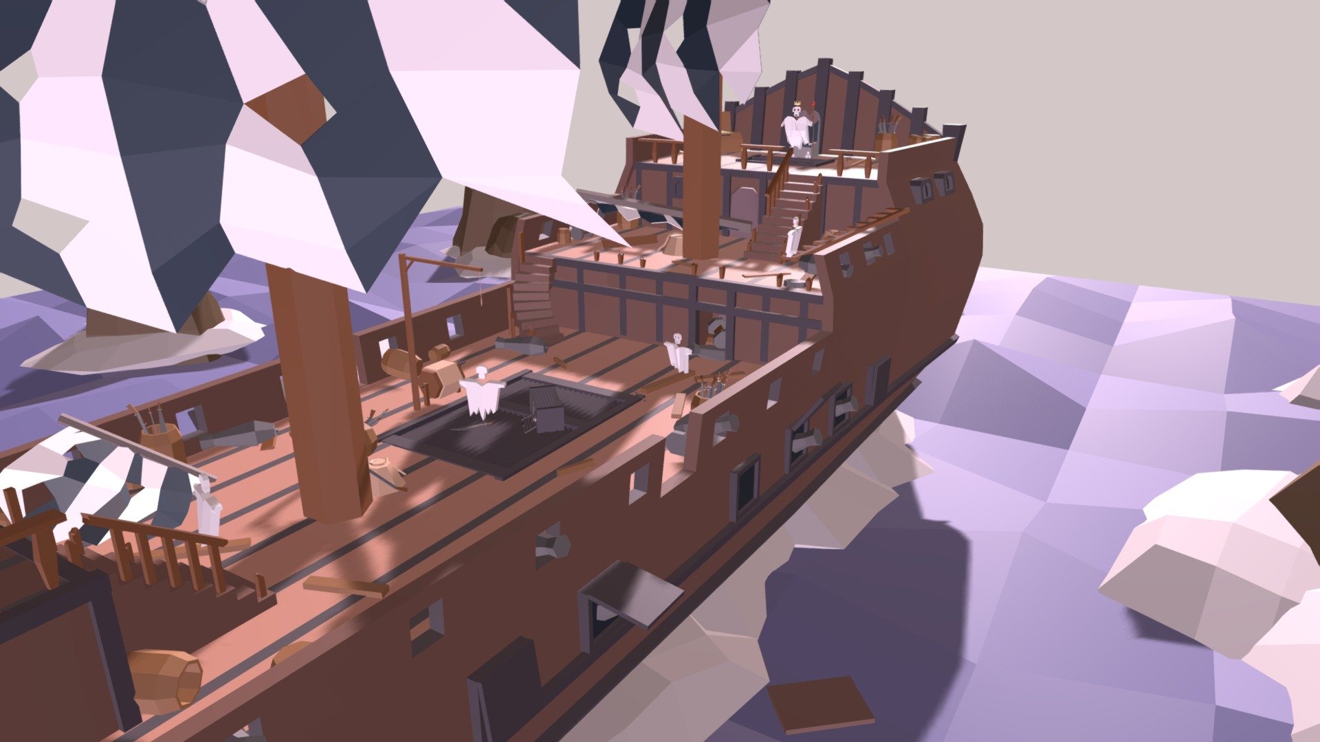Ghost Ship Low Poly - 3D model by ilesher [772307d] - Sketchfab