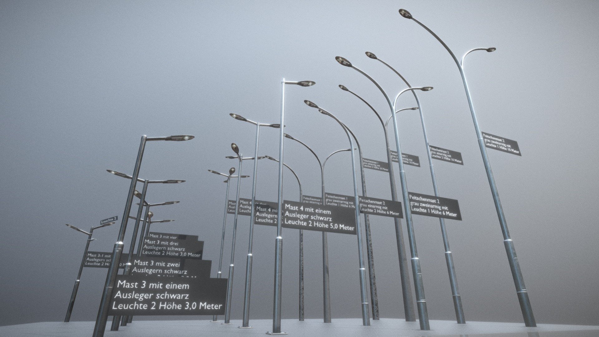 Light Poles (Overview) - Lichtmasten (Übersicht) - 3D model by VIS-All ...
