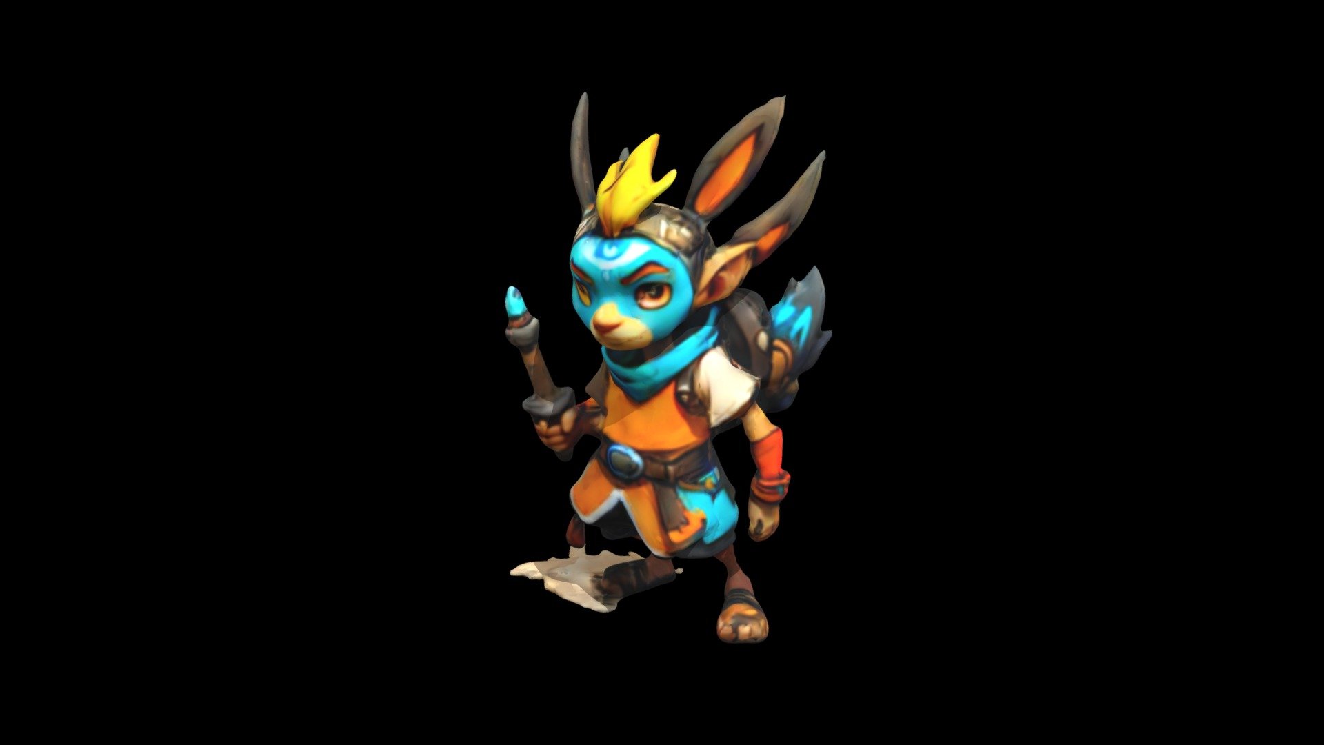 a cartoon character with a blue mask holding - Download Free 3D model ...