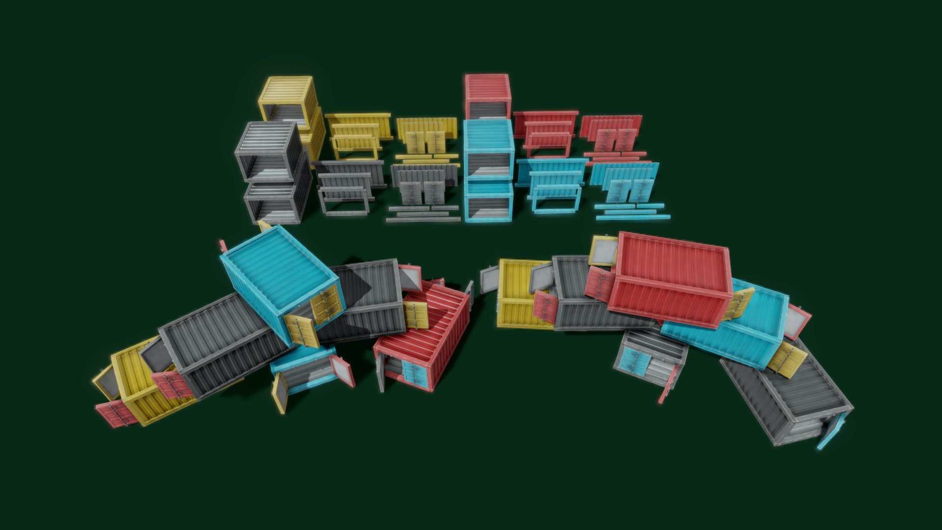 Stylized Modullar Container Asset Pack - Buy Royalty Free 3D model by ...